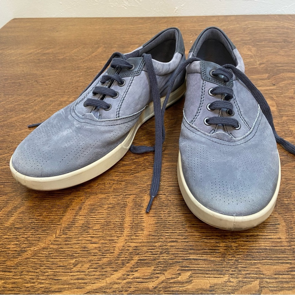 Ecco Blue Leather Suede Two Tone Comfortable Lace Up … - Gem